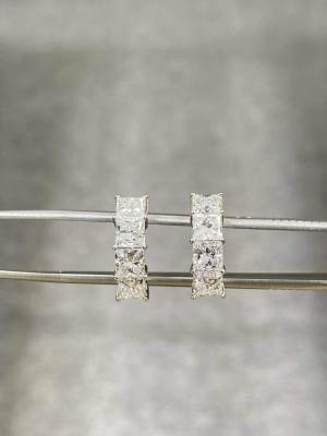 China 4.158ct Princess Lab Grown Diamond Earrings DEF VVS Clarity 18K White Gold for sale