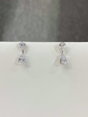 China 1.678ct Double Pear Shaped Lab Grown Diamond Earrings D VVS Clarity 18K White Gold for sale