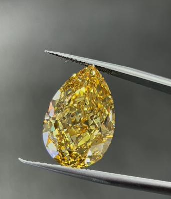 China IGI Certified 1.8 Carat Pear Lab Grown Fancy Intense Yellow Diamond CVD VS1 Clarity for sale