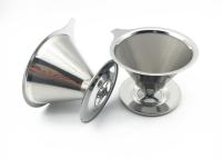 China 2 Cups 115 Silver 304 Stainless Steel Pour Over Coffee Cone Shape 115*102*83 Size for sale