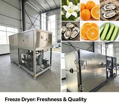 China Air Cooled Food Vacuum Freeze Dryer Operating between minus 40 and 80 Degrees Celsius Suitable for Food Preservation for sale