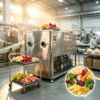China Tray Size 1280 600 30mm Vegetable Freeze Dryer with Freeze Drying Time 18 to 22 Hours Batch Overall Size 3800 1700 2000 Mm for sale