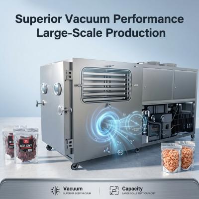 China Industrial Meat Freeze Dryer 100kg Batch Vacuum Freeze Drying Machine for Beef Chicken Shrimp Fish for sale