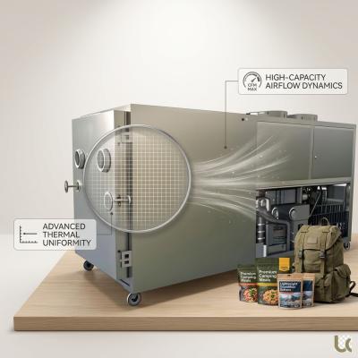China 100kg Batch Ready Meal Freeze Dryer Machine Industrial Vacuum Lyophilizer for Emergency Food Rations for sale