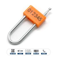 China Custom Plastic Padlock Seal 32x85.8mm PP Snap Lock Security Seal with Barcode for sale
