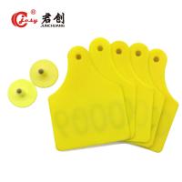 China JCET015 TPU Animal Ear Tag 77x100mm for Cattle Goat Sheep Pig with Barcode Custom Color for sale