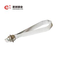 China Iron Metal Strip Seal JCSS004 215x9.5mm Numbered Edge Curled Disposable Security Seal for sale