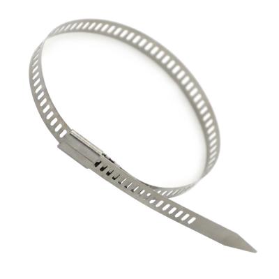 China Stainless Steel Cable Tie Self-Locking Metal Tie 4.6mm Width 200mm Length for Outdoor Use for sale