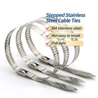 China Stainless Steel Cable Tie Self-Locking Metal Tie 4.6mm Width 200mm Length for Outdoor Use for sale