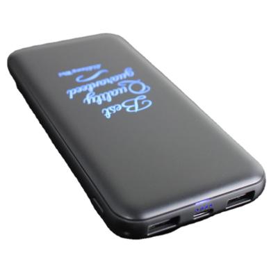 China Logo Light Up Advertising LED Illuminated Glowing Light Up Logo Power Bank With LED Logo Light Dual USB 10000mah for sale