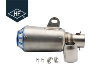 China Round Short Motorcycle Exhaust Muffler Pipes With Straight Through Perforated Core for sale