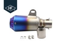 China Round Short Motorcycle Exhaust Muffler Pipes With Straight Through Perforated Core for sale