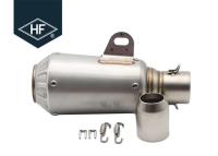 China Round Short Motorcycle Exhaust Muffler Pipes With Straight Through Perforated Core for sale