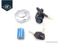 China Motorcycle 4 Wire Ignition Switch Lock Fuel Gas Tank Cap Cover Steering Lock Set For Honda CG125 for sale