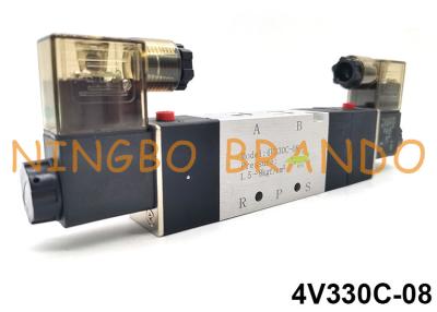 China 4V330C-08 Airtac Type Pneumatic Solenoid Valve 5/3 Way 24VDC 220VAC for sale