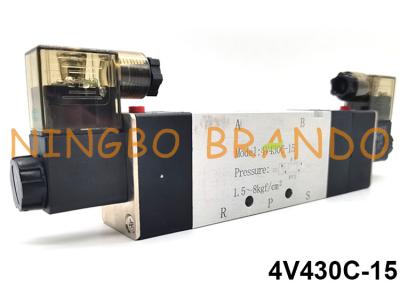 China 4V430C-15 5/3 Way Airtac Type Pneumatic Solenoid Valve 24VDC 220VAC for sale