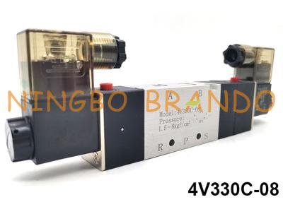 China 4V330C-08 Airtac Type Air Control Pneumatic Solenoid Valve 5/3 Way 24VDC 220VAC for sale