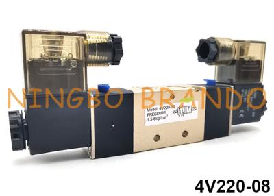 China 4V220-08 Airtac Type Double Coil Pneumatic Solenoid Valve 5/2 Way DC24V AC220V for sale