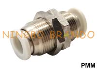China PMM Bulkhead Union Push In Tube Pneumatic Hose Fitting M5 M6 M12 M14 M16 M18 M20 for sale