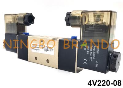 China 4V220-08 5/2 Way Airtac Type Pneumatic Double Solenoid Valve 24V 110V 220V for sale