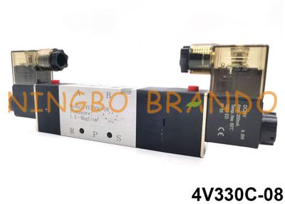China 4V330C-08 Airtac Type 5/3 Way Electric Pneumatic Solenoid Valve 24V 110V 220V for sale