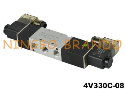 China 4V330C-08 Close Center Pneumatic Solenoid Valve 5 Way 2 Position 1/4'' for sale