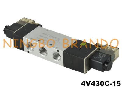China 5/3 Way 1/2'' Pneumatic Solenoid Valve 4V430C-15 24Volt 220Volt for sale