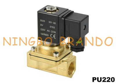 China 1/8'' PU220-01 1/4'' PU220-02 Brass Solenoid Valve For Water 220V AC 24V DC for sale