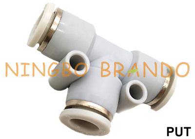 China PUT Union Tee Plastic Push On Pneumatic Hose Fitting 4mm 6mm 8mm 10mm 12mm for sale