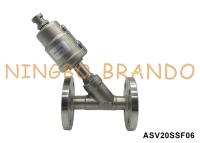 China DN20 PN16 Pneumatic Flanged Angle Seat Piston Valve Double Acting Normally Closed for sale