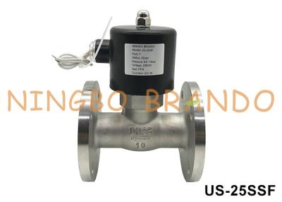 China DN25 Flange Hot Water Steam Stainless Steel Solenoid Valve 1'' 220VAC 24VDC for sale