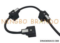 China DIN43650A Molded Cable Triple Solenoid Valve Coil Connector With Three Head for sale