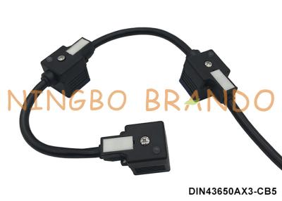 China DIN43650A Molded Cable Triple Solenoid Valve Coil Connector With Three Head for sale
