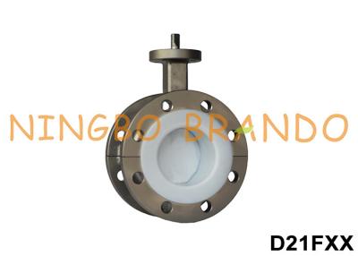 China PTFE Lined Double Flange Headless Butterfly Valve DN40 to DN600 for sale