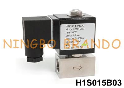 China 250 bar 3/8'' High Pressure Solenoid Valve with Stainless Steel Body 220VAC 110VAC for sale