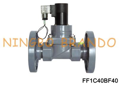 China DN40 1-1/2'' CPVC Flange Diaphragm Valve For Acid Alkali Chemical 220V 110V 24V for sale