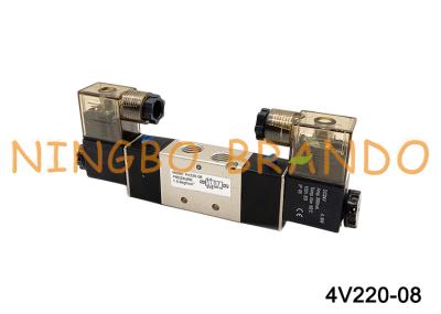 China 4V220-08 Solenoid Air Valve 2 Positions 5 Way DC24V 12V AC220V AC110V for sale