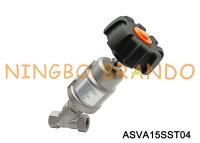 China 1/2'' Stainless Steel Pneumatic Steam Angle Seat Valve with Opening Adjustment Handle for sale