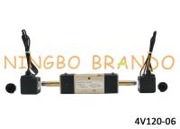 China 5/2 Way 1/8'' NPT 4V120-06 Internal Pilot Aluminum Alloy Double Solenoid Pneumatic Valve AC220V DC24V for sale