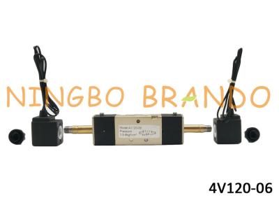China 5/2 Way 1/8'' NPT 4V120-06 Internal Pilot Aluminum Alloy Double Solenoid Pneumatic Valve AC220V DC24V for sale