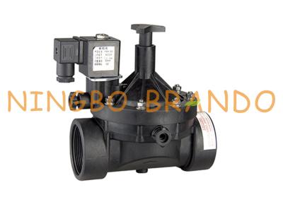 China Manual Override PA66 Plastic Solenoid Valve 1 1/4 1 1/2 2 Inch 12VDC 24VDC 110VAC 220VAC for sale