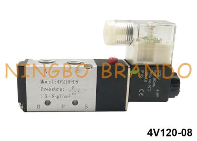 China AirTAC Type 5/2 Way BSPT 1/4'' Pneumatic Air Valve Single Solenoid 24VDC 220VAC 4V210-08 for sale