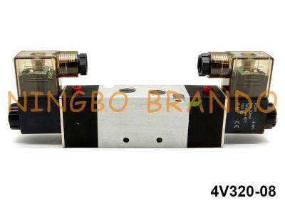 China 1/4'' NPT 5/2 Way 4V320-08 Double Solenoid Pneumatic Control Valve 12V 24V 110V 220V for sale