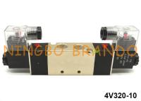 China 3/8'' NPT 4V320-10 5/2 Way Directional Control Valve Pneumatic Double Solenoid AC110V AC220V for sale