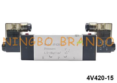 China 1/2'' NPT BSPT 5/2 Way 4V420-15 Air Directional Control Solenoid Pneumatic Valve for sale
