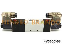 China 4V330C-08 Airtac Type Pneumatic Solenoid Valve 1/4'' 5/3 Way 24VDC for sale