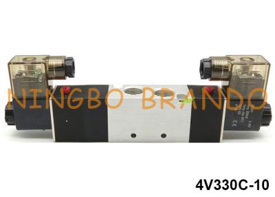 China 3/8'' 5/3 Way Pneumatic Solenoid Valve 4V330C-10 Airtac Type 24V 12V for sale