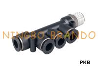 China PKB Male Triple Branch Plastic Pneumatic Hose Fittings 1/8'' 1/4'' 3/8'' 1/2'' for sale