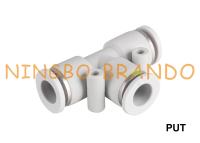 China PUT Union Tee Plastic Pneumatic Push On Fittings 1/8'' 1/4'' 3/8'' 1/2'' for sale