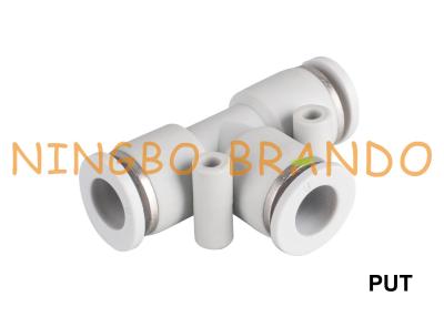 China PUT Union Tee Plastic Pneumatic Push On Fittings 1/8'' 1/4'' 3/8'' 1/2'' for sale